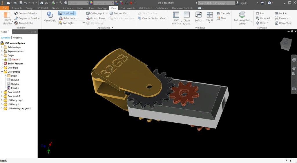 ⚙️ Gear USB stick・Free STL File for ・Cults